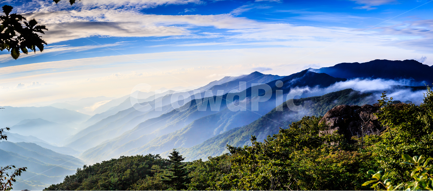 지리산, 새벽, 운무, 산, 능선, 사진,이미지,일러스트,캘리그라피 - Vaun작가