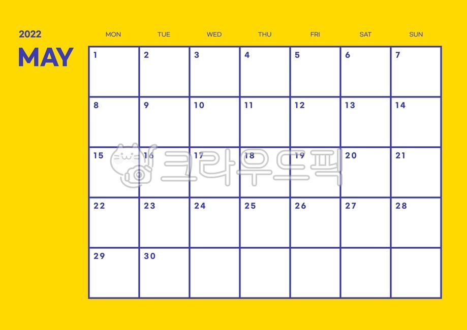 5월, 달력, 2022년, 캘린더, 다이어리, 사진,이미지,일러스트,캘리그라피 - HwaYo작가