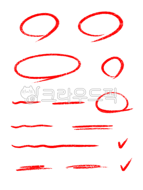 밑줄, 동그라미, 체크, 표시, 빨간펜, 사진,이미지,일러스트,캘리그라피 - 복주머니작가