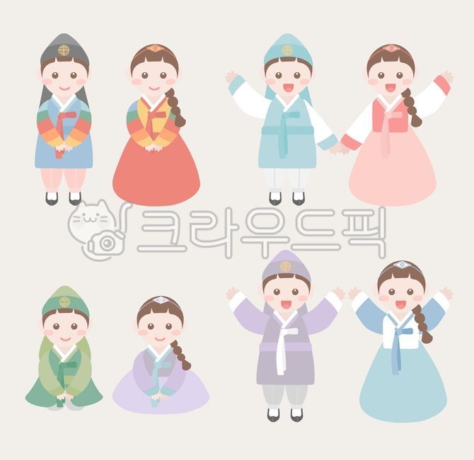 명절, 한복, 캐릭터, 일러스트, 설날, 사진,이미지,일러스트,캘리그라피 - SLEA작가