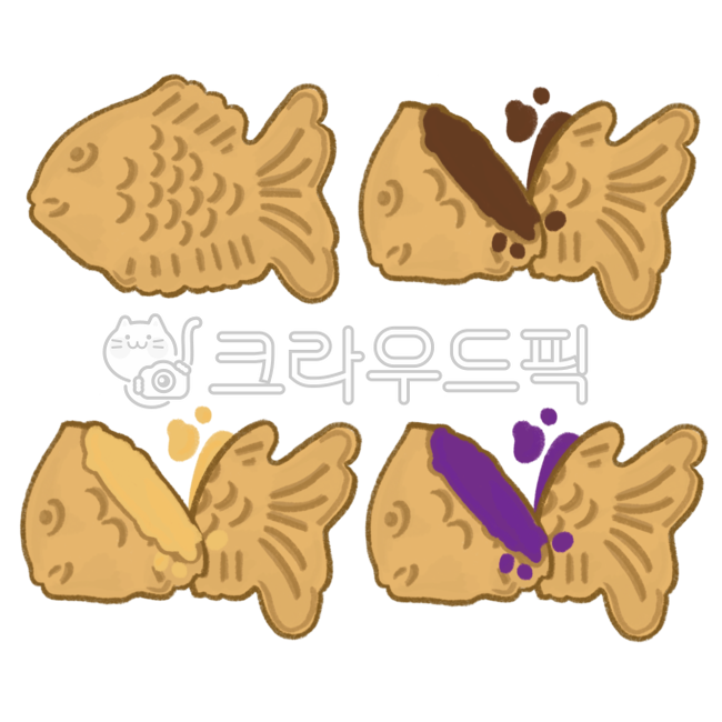 붕어빵, 붕어빵일러스트, 붕어빵그림, 붕어빵앙금, 팥붕어빵, 사진,이미지,일러스트,캘리그라피 - 백수민작가