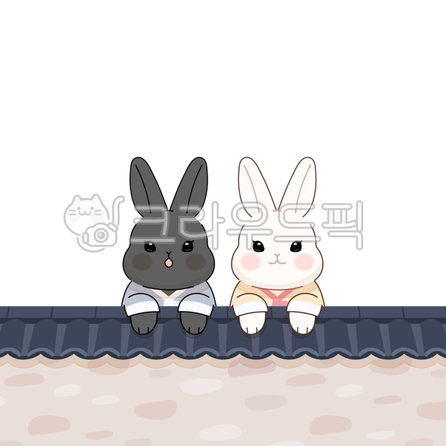 검은토끼, 흰토끼, 캐릭터, 귀여운, 일러스트, 사진,이미지,일러스트,캘리그라피 - woocat작가