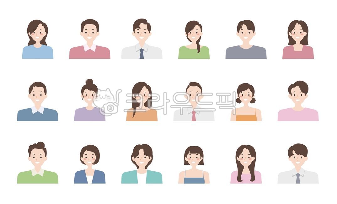 사람얼굴, 얼굴아이콘, 초상화, 헤어스타일, face, 사진,이미지,일러스트,캘리그라피 - on star작가