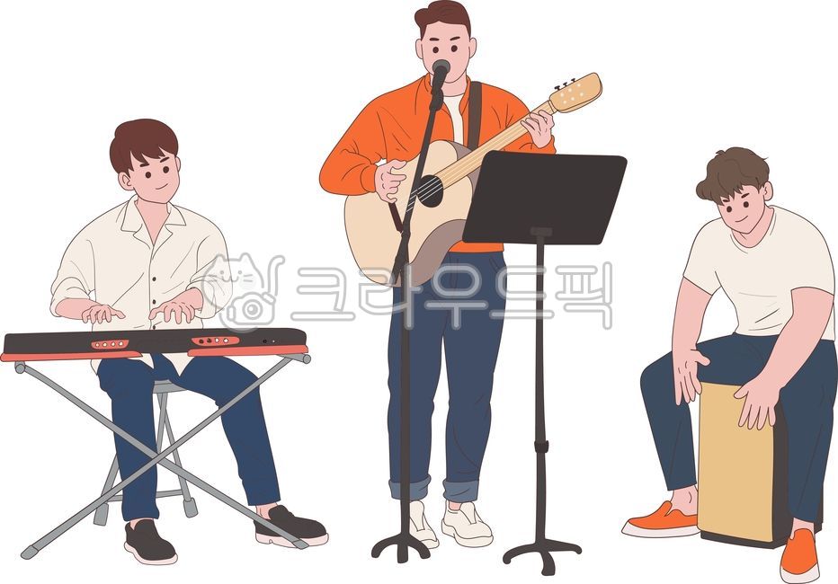 밴드, 버스킹, 음악, 보컬, 카혼, 사진,이미지,일러스트,캘리그라피 - 이미슈작가