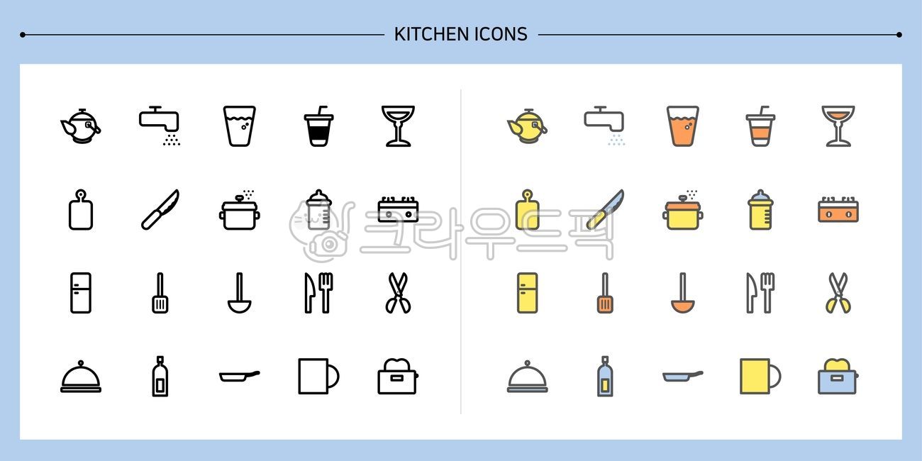 라인아이콘, 벡터, 아이콘, 세트, 라인, 사진,이미지,일러스트,캘리그라피 - 유자디자인작가