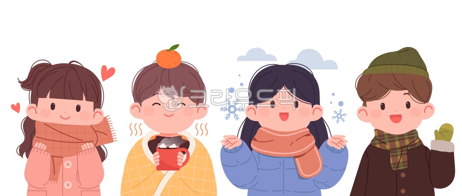 겨울, winter, 일러스트, 사람, 인물, 사진,이미지,일러스트,캘리그라피 - woocat작가