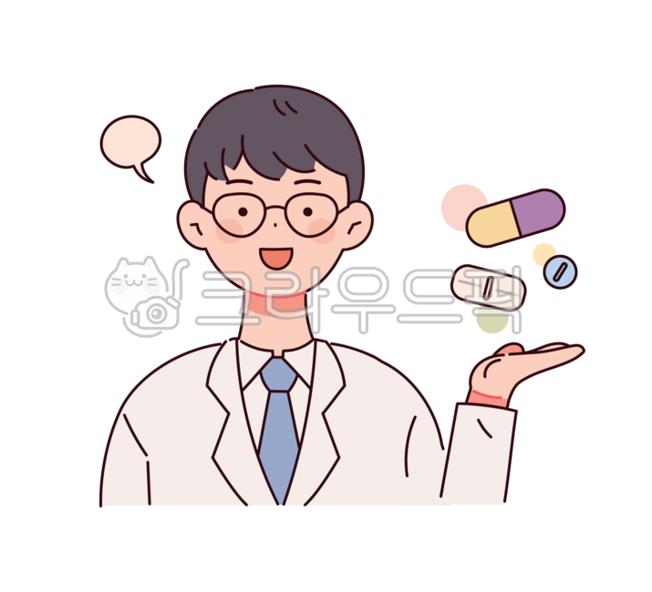 사람, 캐릭터, 일러스트, 귀여운, 의사, 사진,이미지,일러스트,캘리그라피 - woocat작가