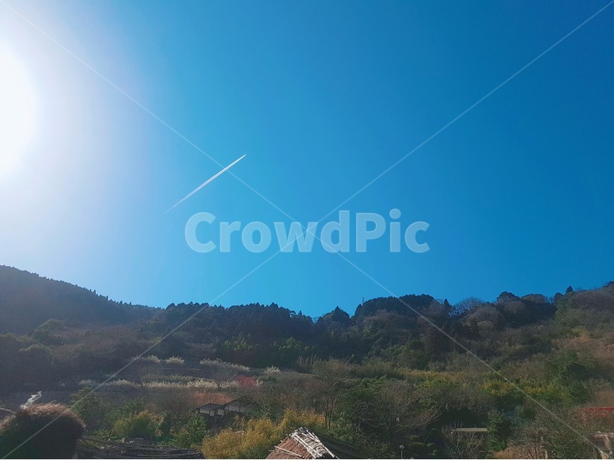 하늘, 비행기, 해, 햇빛, 맑음, 사진,이미지,일러스트,캘리그라피 - hjnmm작가