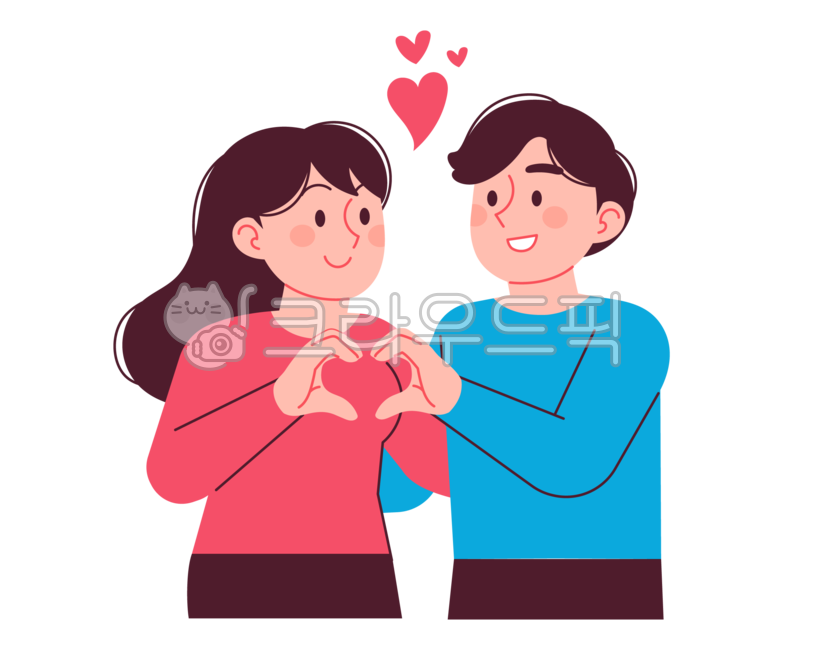 사랑, 하트, 캐릭터, 사람, 일러스트, 사진,이미지,일러스트,캘리그라피 - woocat작가