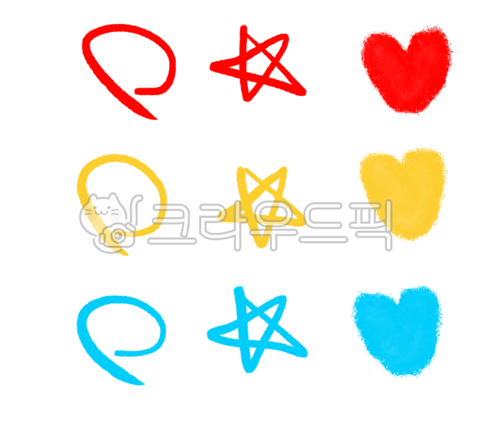 도형, 동그라미, 하트, 별, 크레용, 사진,이미지,일러스트,캘리그라피 - Iglues작가