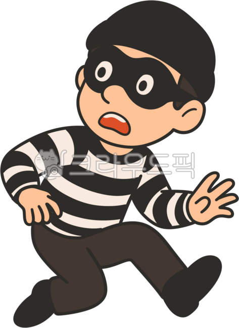도둑, 도둑캐릭터, 도둑일러스트, 도망가는모습, 도망가는캐릭터, 사진,이미지,일러스트,캘리그라피 - colorz작가