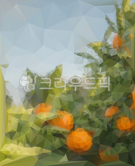 polygonart, illustration, background, tangerine, 감귤, 사진,이미지,일러스트,캘리그라피 - minnnnn작가