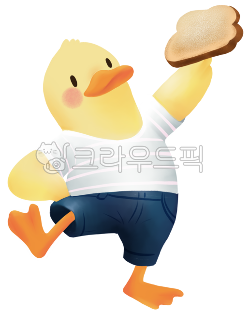 kawaii, cute, duck, bread, dancing, 사진,이미지,일러스트,캘리그라피 - DrawNDine작가