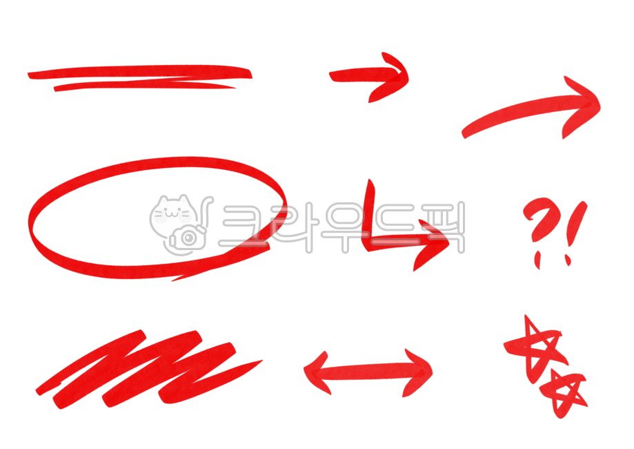 화살표, 동그라미, 지우기, 별표, 물음표, 사진,이미지,일러스트,캘리그라피 - 복주머니작가