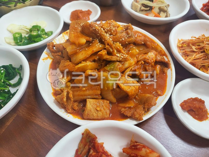 제육볶음, 제육, 한식, 백반, 식당, 사진,이미지,일러스트,캘리그라피 - currere작가