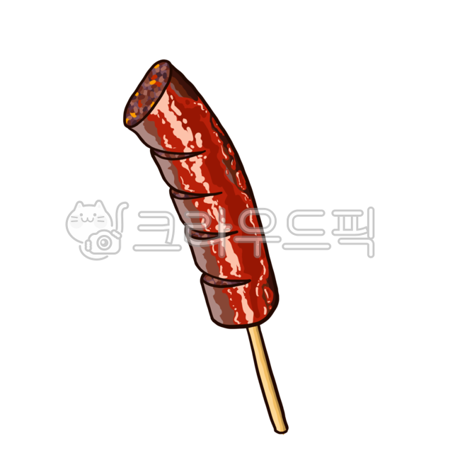 순대꼬치, 순대꼬치일러스트, 분식, 분식일러스트, 순대, 사진,이미지,일러스트,캘리그라피 - minnnnn작가