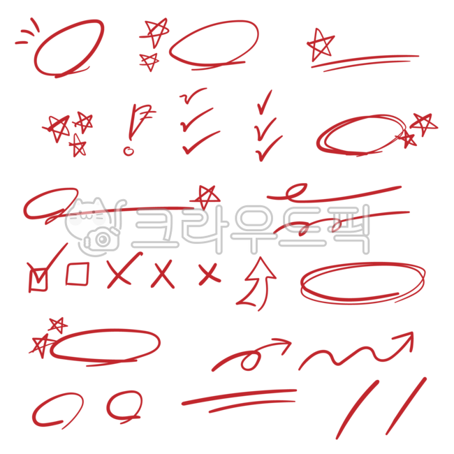 채점, 표시, 엑스, 틀림, 별표, 사진,이미지,일러스트,캘리그라피 - murmur작가