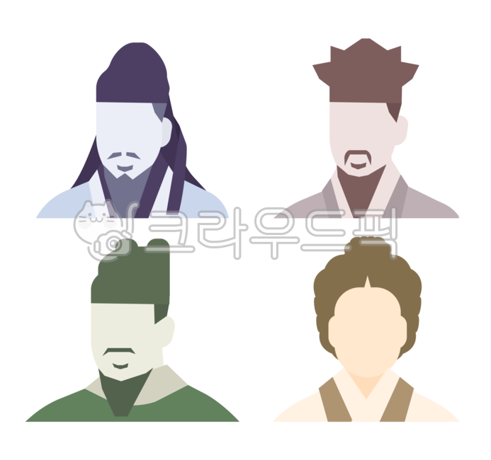 실루엣, 한국, 지폐, 사람, 캐릭터, 사진,이미지,일러스트,캘리그라피 - woocat작가