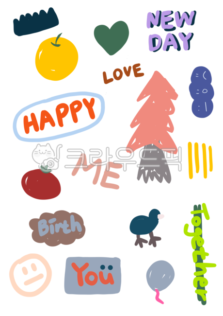 일러스트스티커 손그림스티커 스티커제작 컬러풀스티커 그림스티커 사진이미지일러스트캘리그라피 Nrhdcor1050작가