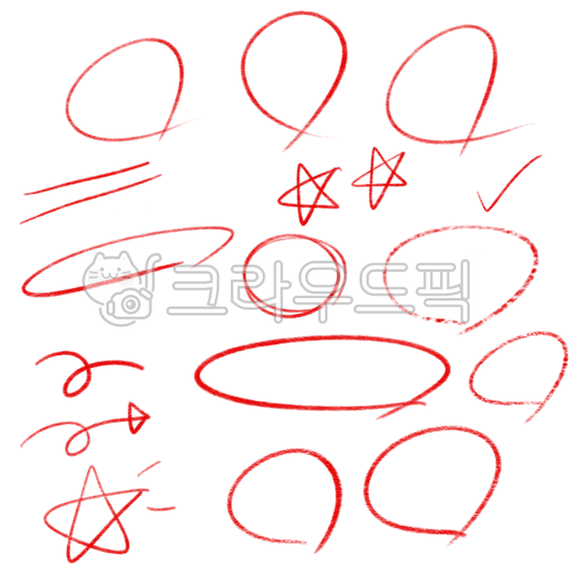 동그라미, 색연필, 빨간펜, 빨간색, 펜, 사진,이미지,일러스트,캘리그라피 - 94gold작가