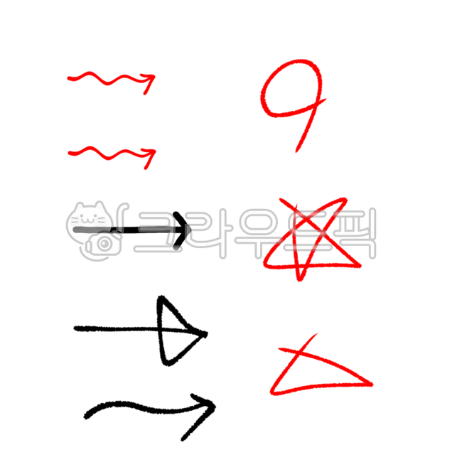 화살표, 채점, 동그라미, 별표, 세모, 사진,이미지,일러스트,캘리그라피 - qpwoeiru작가