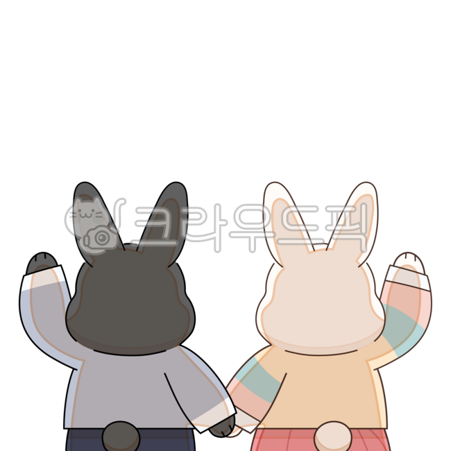 검은토끼, 흰토끼, 캐릭터, 귀여운, 일러스트, 사진,이미지,일러스트,캘리그라피 - woocat작가