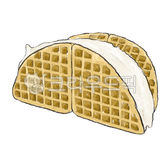 와플 와플일러스트 생크림와플그림 와플그림 크림와플 사진이미지일러스트캘리그라피 민트하나작가