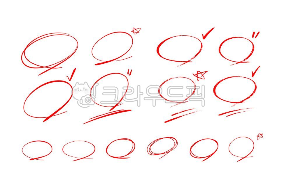 색연필, 동그라미, 빨간펜, 강조표시, 빨간동그라미, 사진,이미지,일러스트,캘리그라피 - fellasone작가