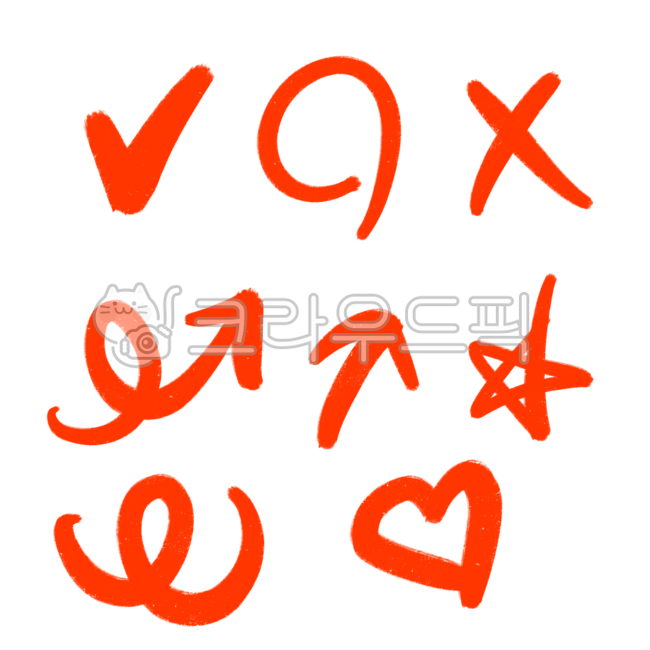 채점, 체크, 체크표시, 동그라미, 엑스표, 사진,이미지,일러스트,캘리그라피 - 티티티작가