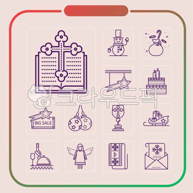 크리스마스, 아이콘, 일러스트, 라인아이콘, 성탄절, 사진,이미지,일러스트,캘리그라피 - image401작가