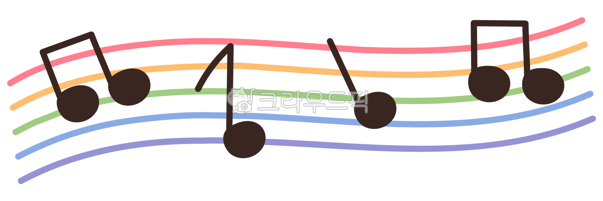 일러스트, 아이콘, 무지개, 음표, 음악, 사진,이미지,일러스트,캘리그라피 - woocat작가