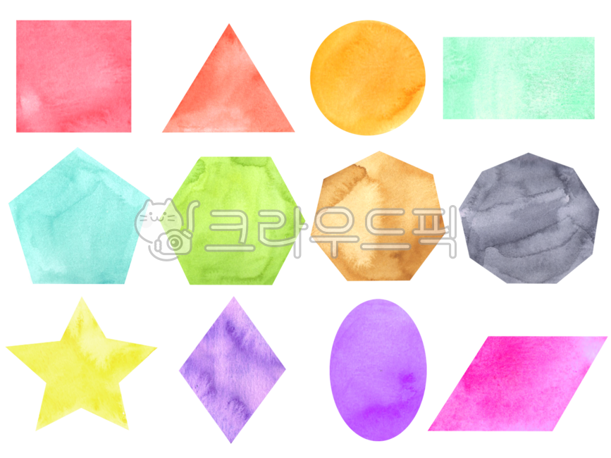 도형, 모양, 정사각형, 세모, 수채화, 사진,이미지,일러스트,캘리그라피 - DalArt작가