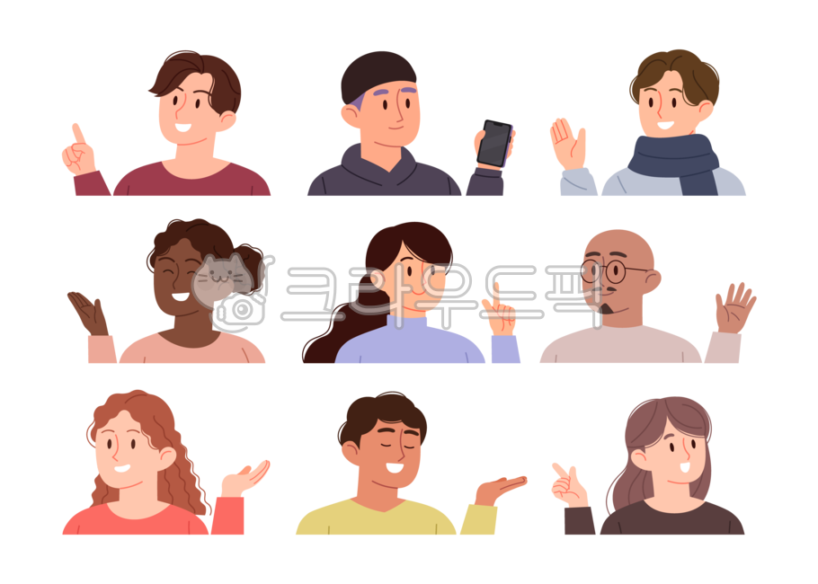 인물, 캐릭터, 사람, 상반신, 프로필, 사진,이미지,일러스트,캘리그라피 - woocat작가