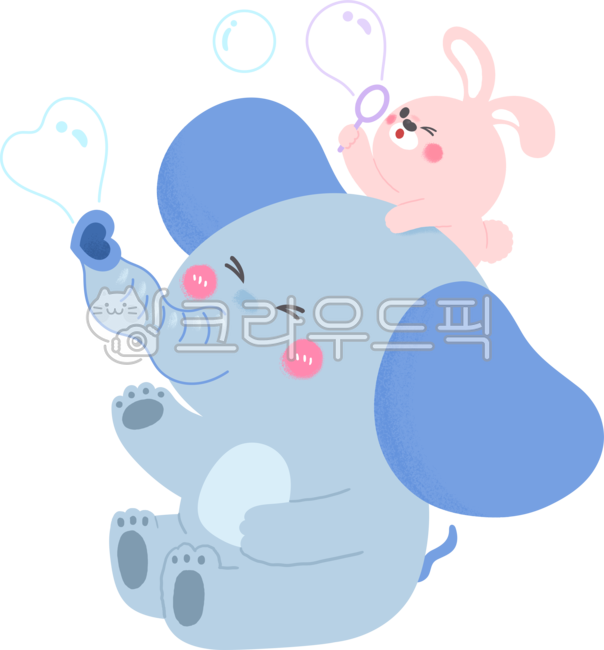 코끼리, 돌물, 토끼, 비누방울, 비누방울놀이, 사진,이미지,일러스트,캘리그라피 - mimi grim작가