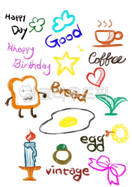 Text 텍스트 스티커 손그림 크레파스그림 사진이미지일러스트캘리그라피 Unscripted작가