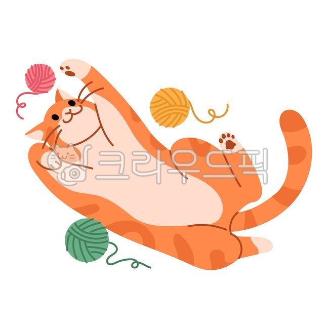 고양이, 일러스트, 치즈태비, 귀여운, 동물, 사진,이미지,일러스트,캘리그라피 - woocat작가