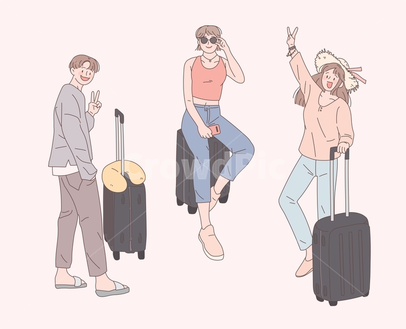 여행, 트래블, 인물, 사람, 일러스트, 사진,이미지,일러스트,캘리그라피 - woocat작가