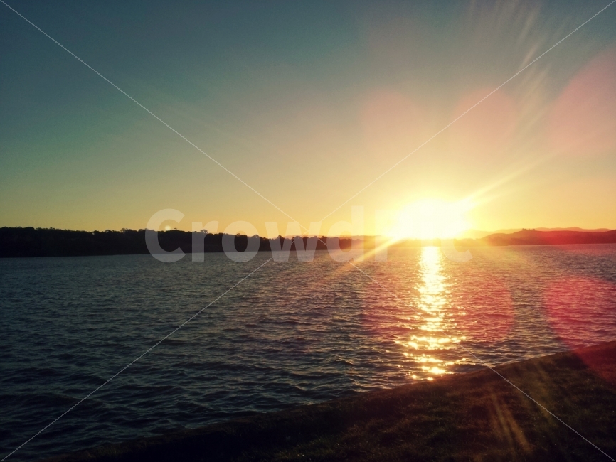 호주, 캔버라, 호수, 해질녘, 태양, 사진,이미지,일러스트,캘리그라피 - kairosJ작가