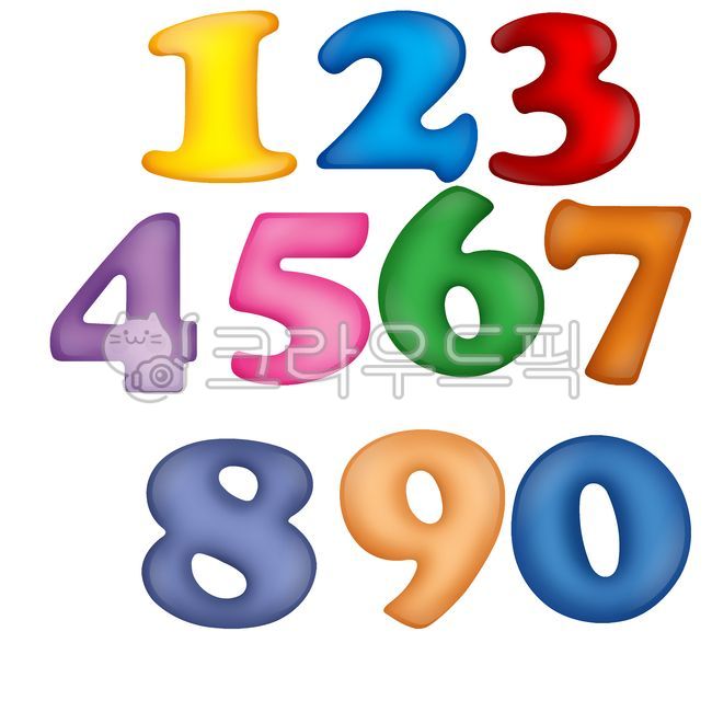 디자인, 숫자, 일러스트, 학습, 스티커, 사진,이미지,일러스트,캘리그라피 - 크레용캐릭터작가